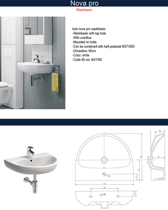 NOVO PRO Washbasin 60 ROUND - Khoury Sanitary