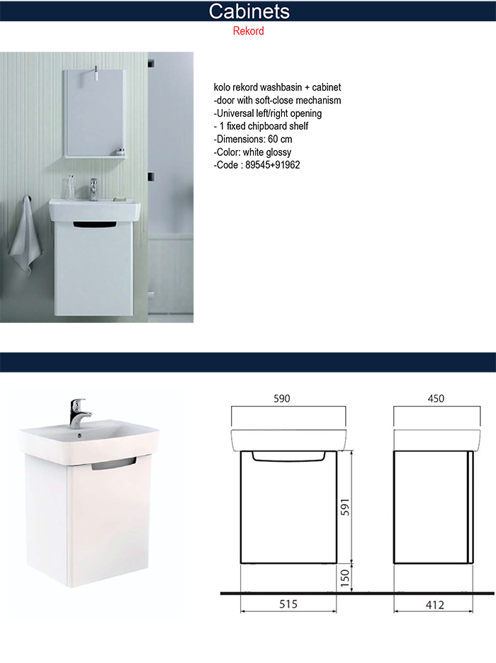Rekord Washbasin Cabinet - Khoury Sanitary
